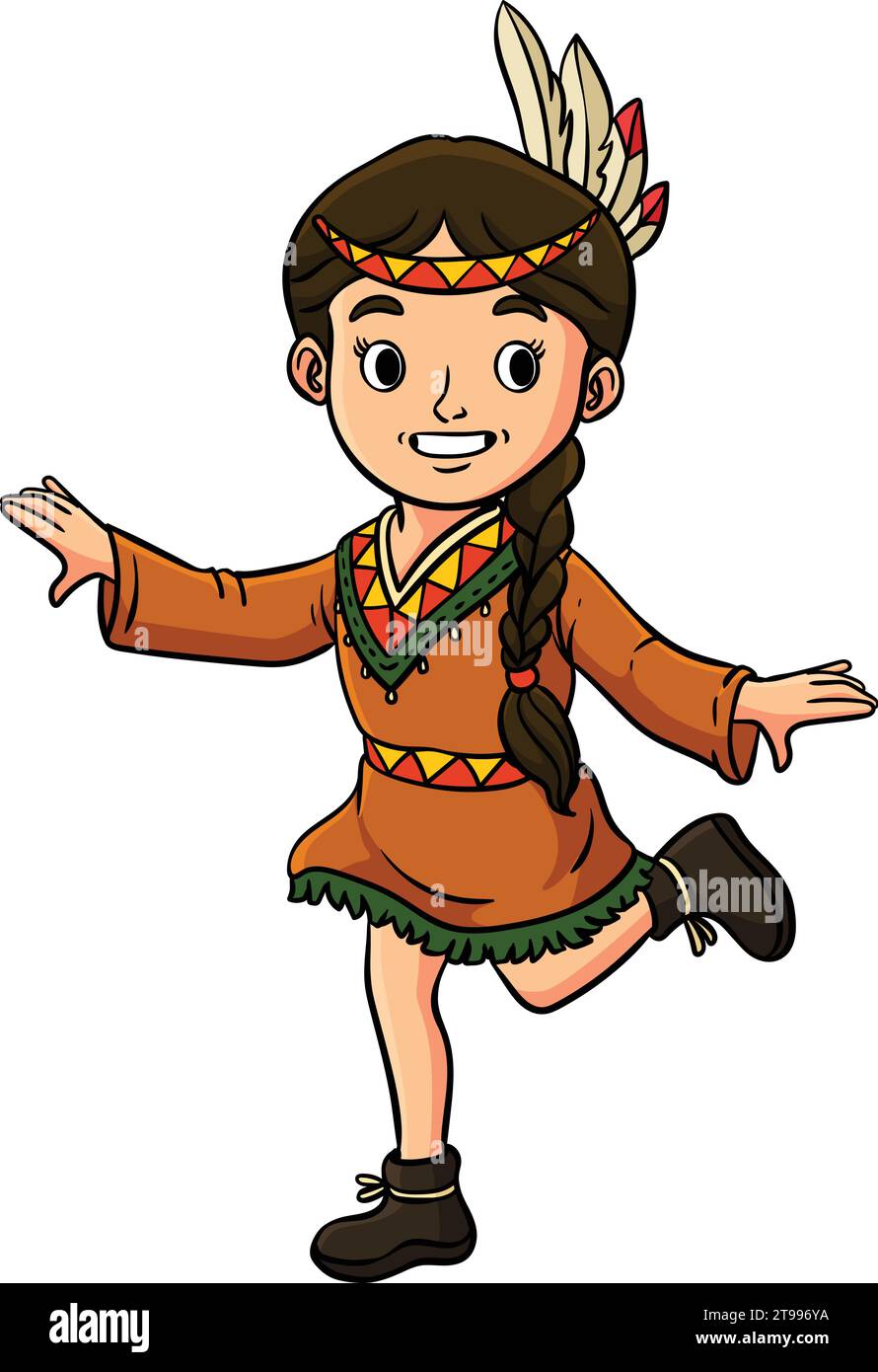Native American Indian Girl Dancing Clipart Stock Vector Image & Art ...