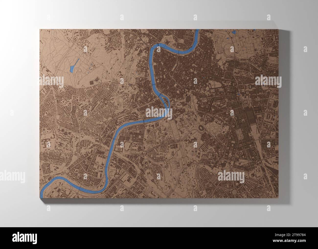 Detailed map of London, England featuring rivers, streets, and ...