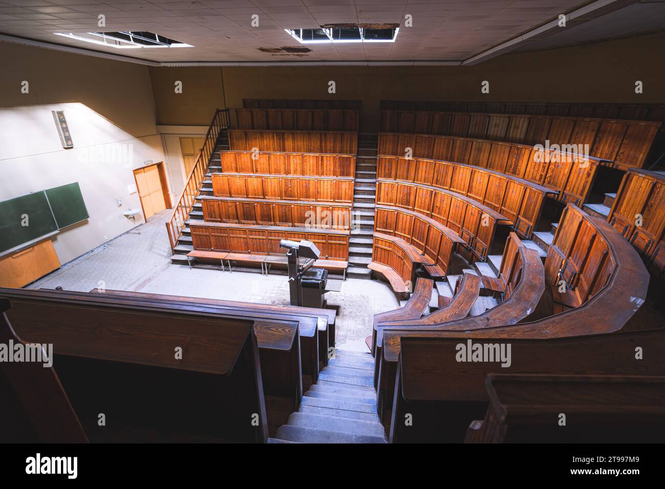 Urbex, Old abandoned lecture hall somewhere in Belgium Stock Photo - Alamy
