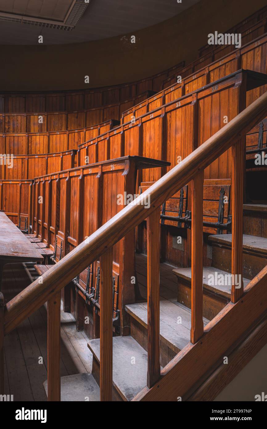 Urbex, Old abandoned lecture hall somewhere in Belgium Stock Photo - Alamy