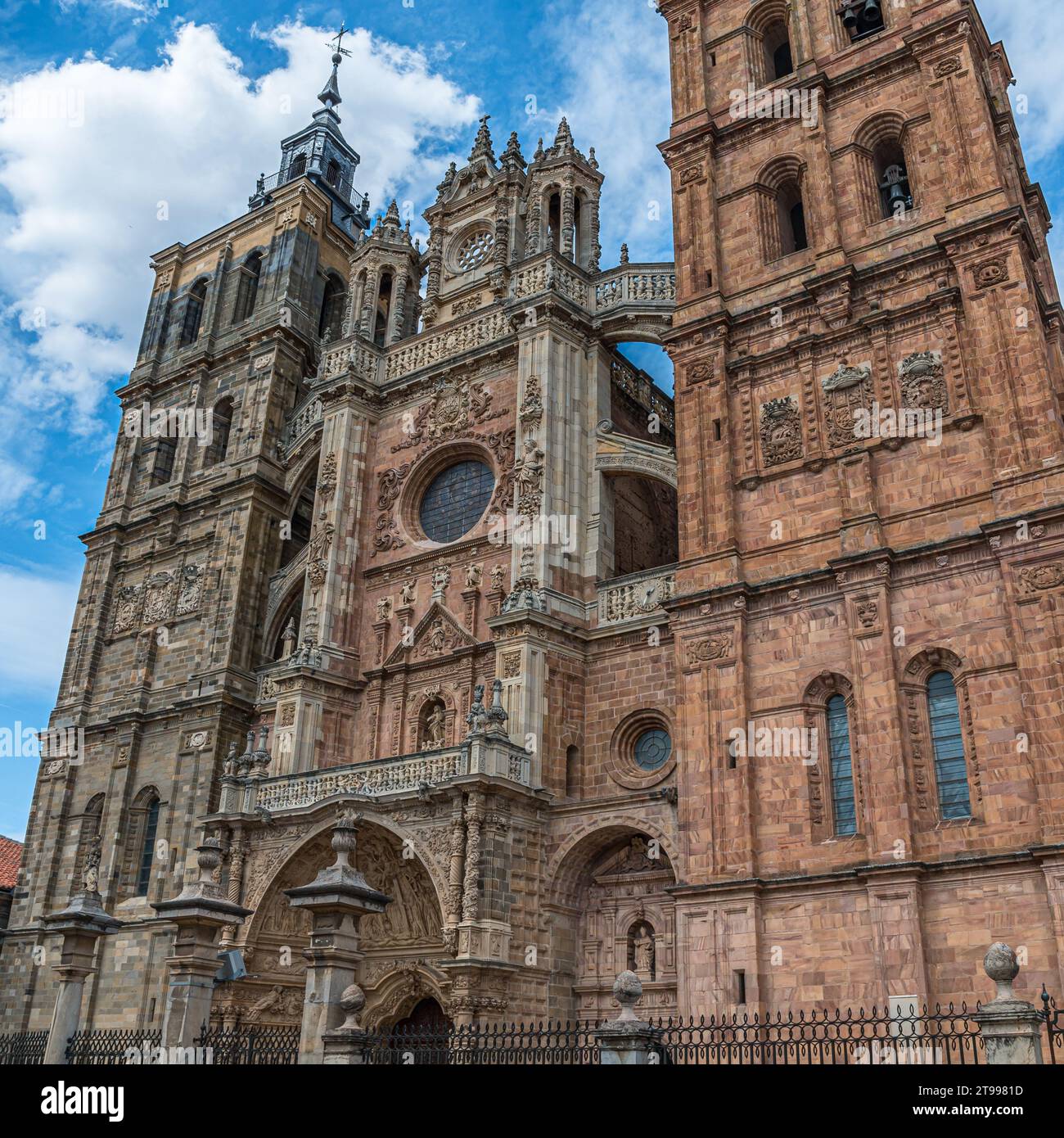 Gothic cathedral of Astorga, Castile and Leon, Spain, with added ...