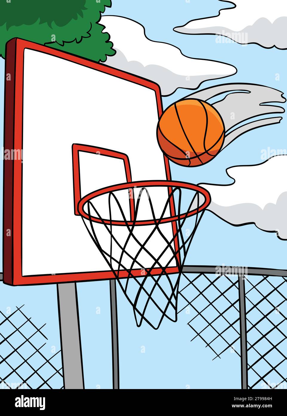 Basketball Hoop and Ball Colored Cartoon Stock Vector Image & Art - Alamy