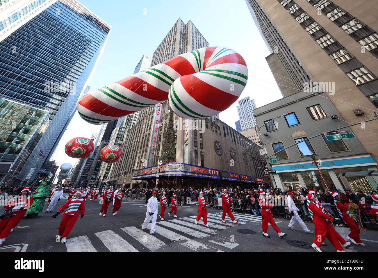 The Giant Candy Cane balloon looks sweet during The 97th Macy's ...