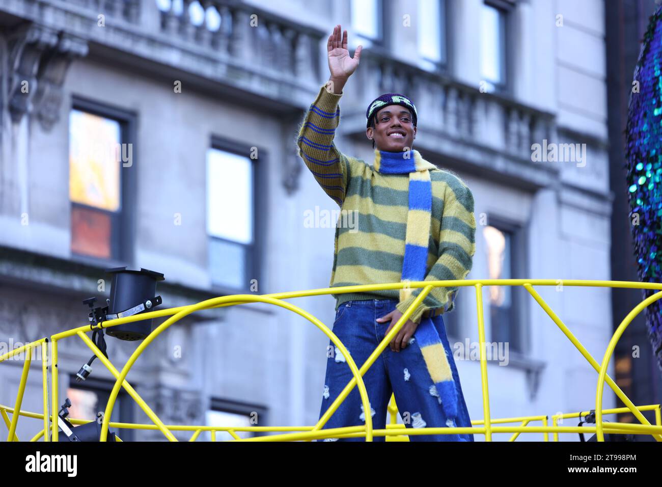 Actor, musician & activist Jabari Banks rides a float during The 97th ...