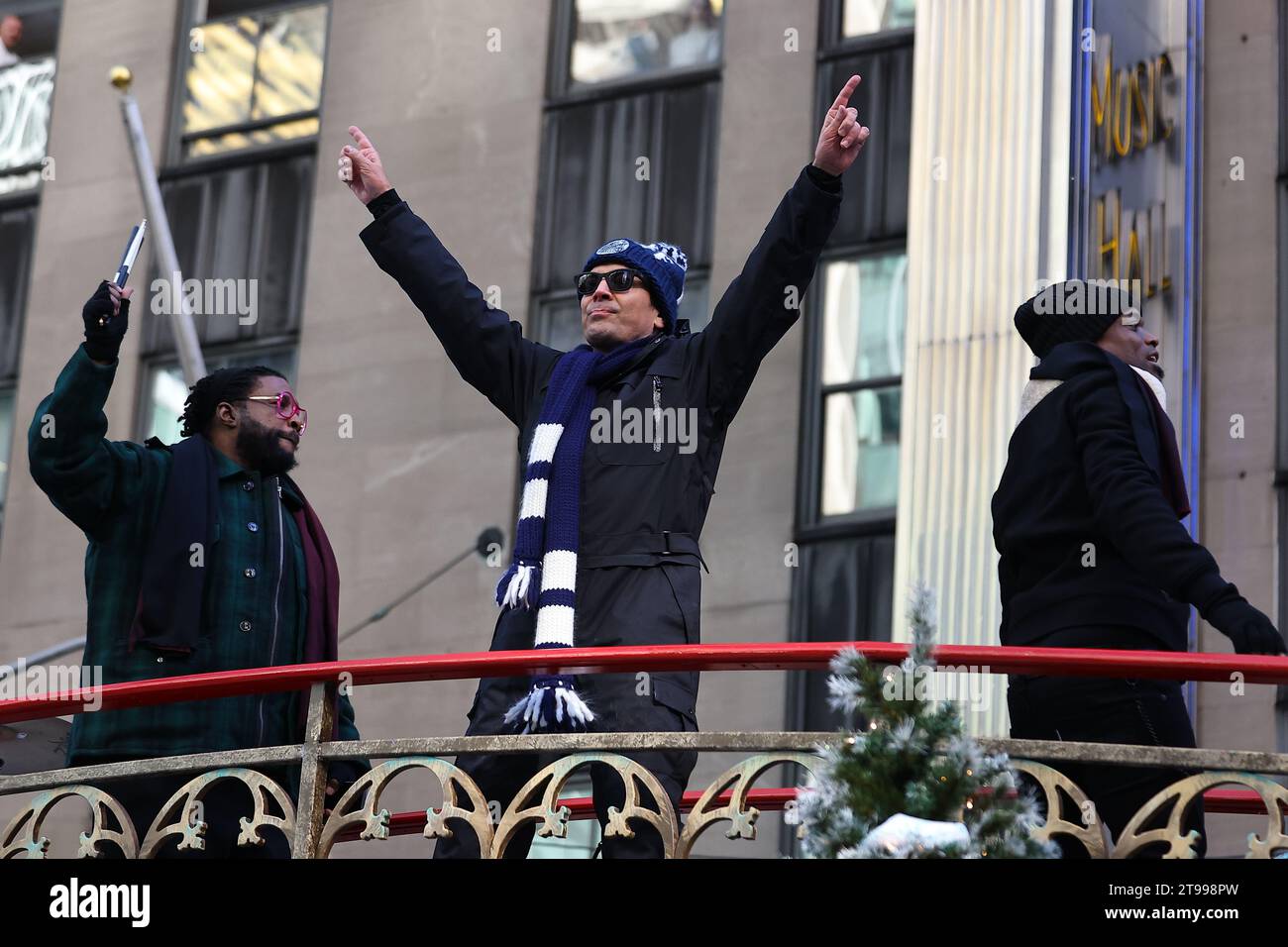 Entertainer Jimmy Fallon rides on a float during The 97th Macy's ...