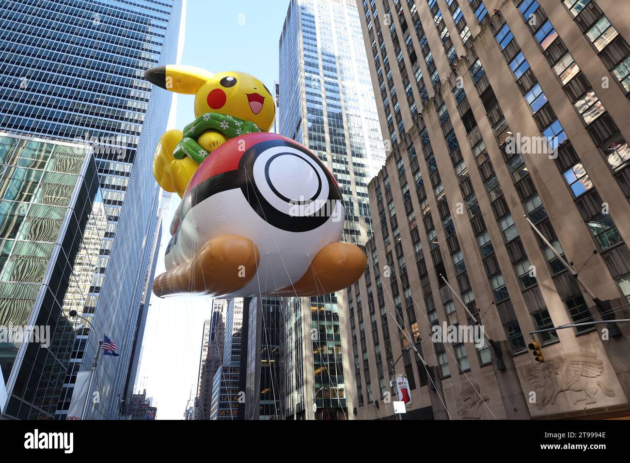 The Pikachu & Eevee heads down Sixth Avenue during The 97th Macy's ...