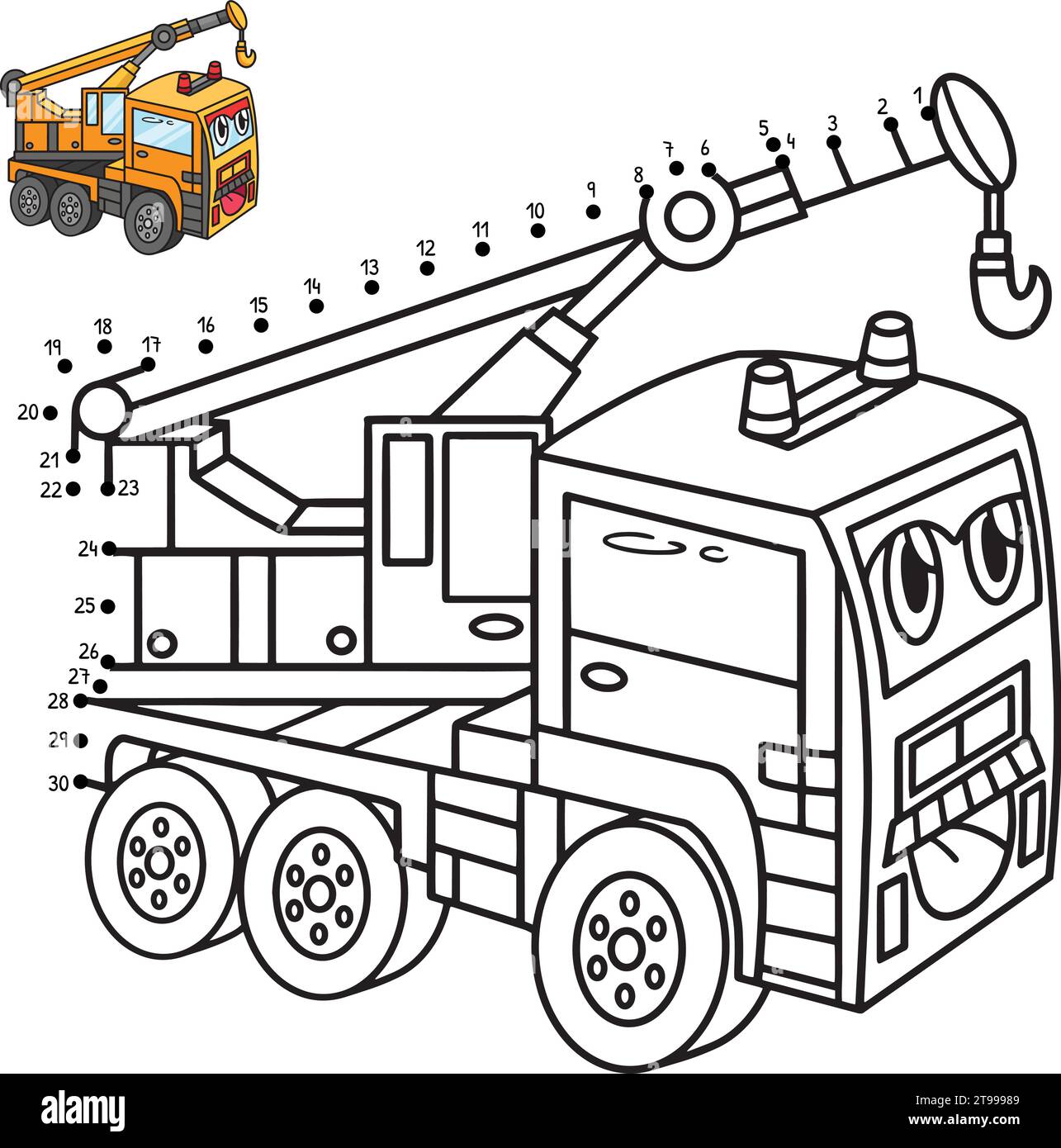 Dot to Dot Crane Vehicle Isolated Coloring Page Stock Vector Image ...