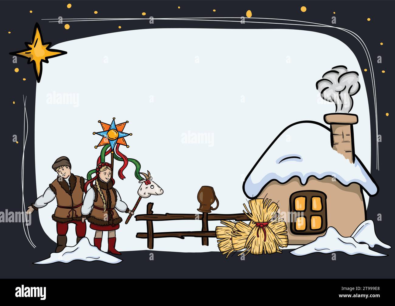 Bright vector illustration. Ukrainian Christmas card template with ...