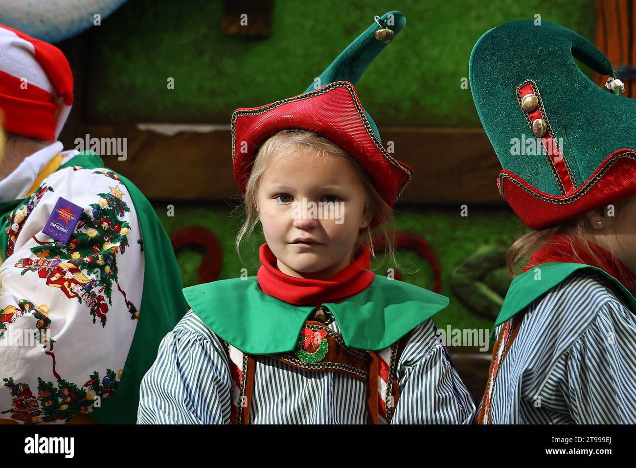 One of the helpers on board the Santa’s Sleigh float during The 97th ...