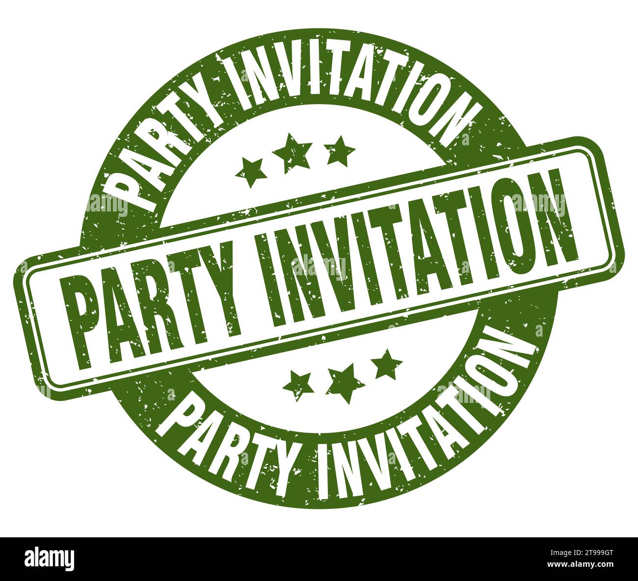 party invitation stamp. party invitation sign. round grunge label Stock ...