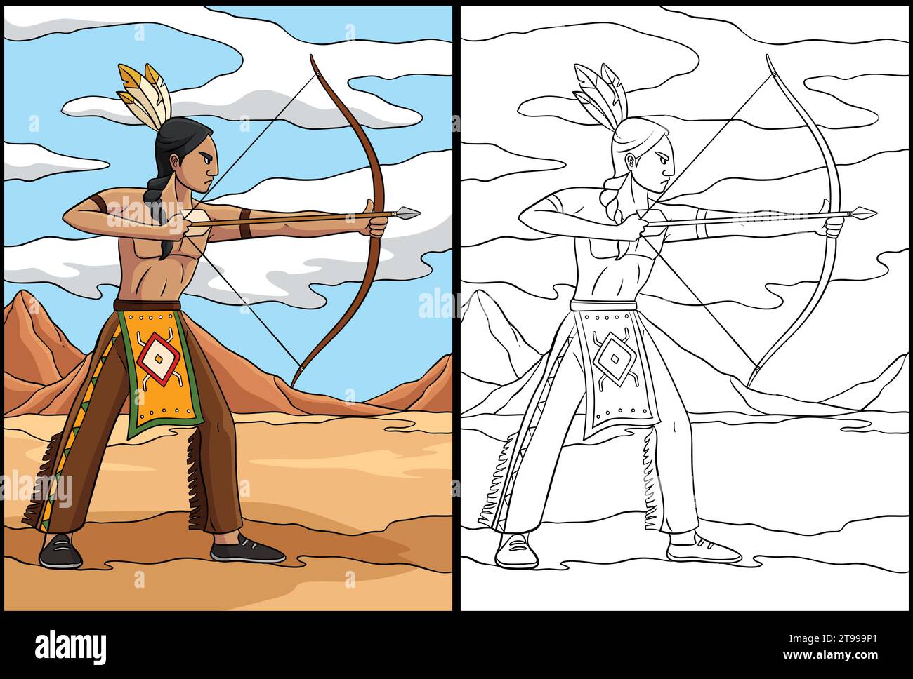 Native American Shooting Bow And Arrow Vector Art Getty
