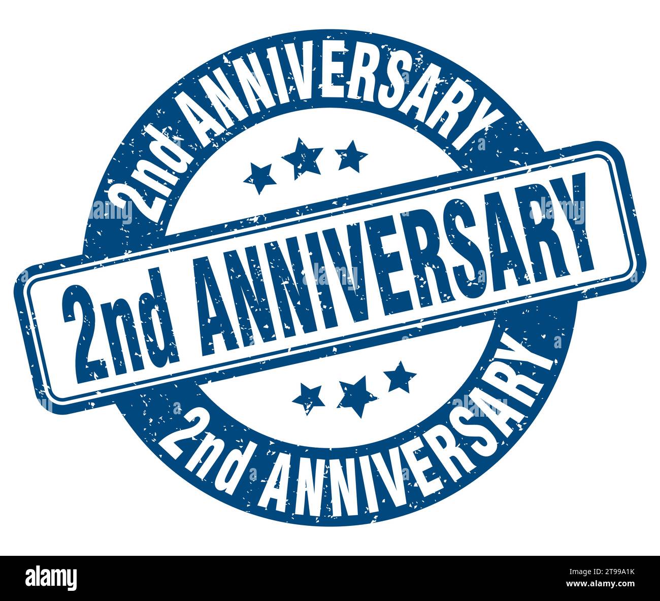 2nd anniversary stamp. 2nd anniversary sign. round grunge label Stock ...