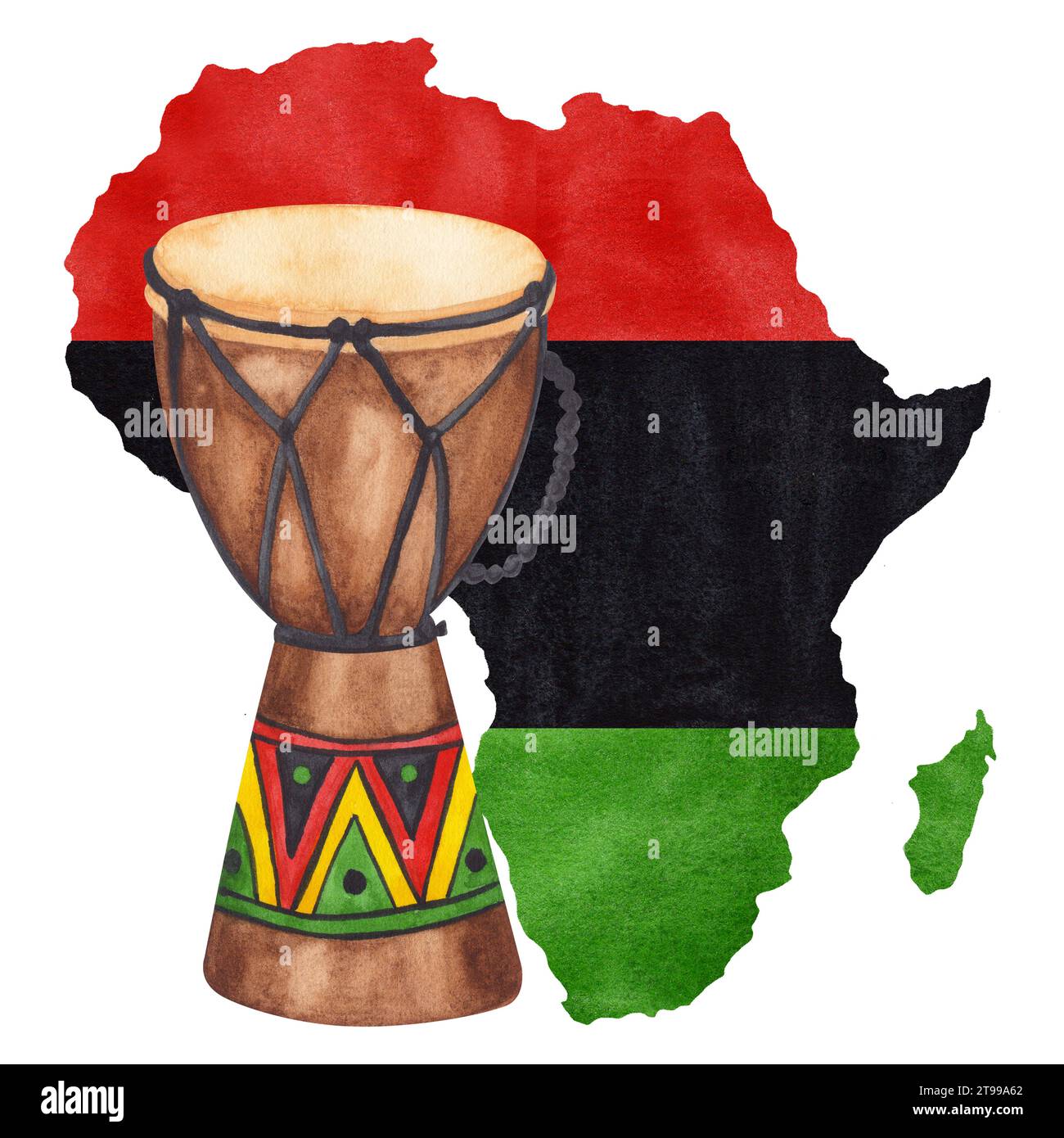 Drum tam tam, djembe, musical instrument with traditional ornaments ...