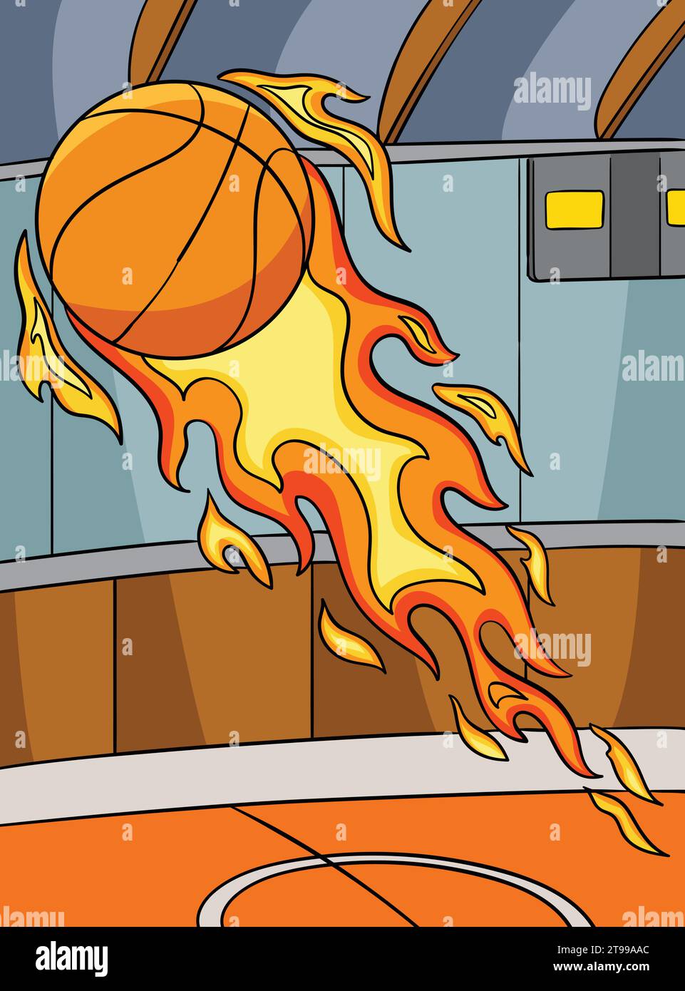 Basketball Ball in Fire Colored Cartoon Stock Vector Image & Art - Alamy