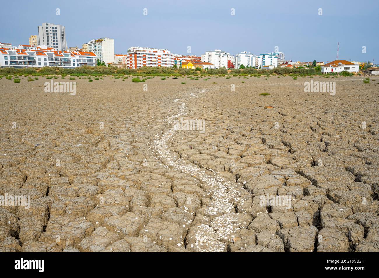 formations of rocky appearance caused by extreme drought of a lake. Dry ...