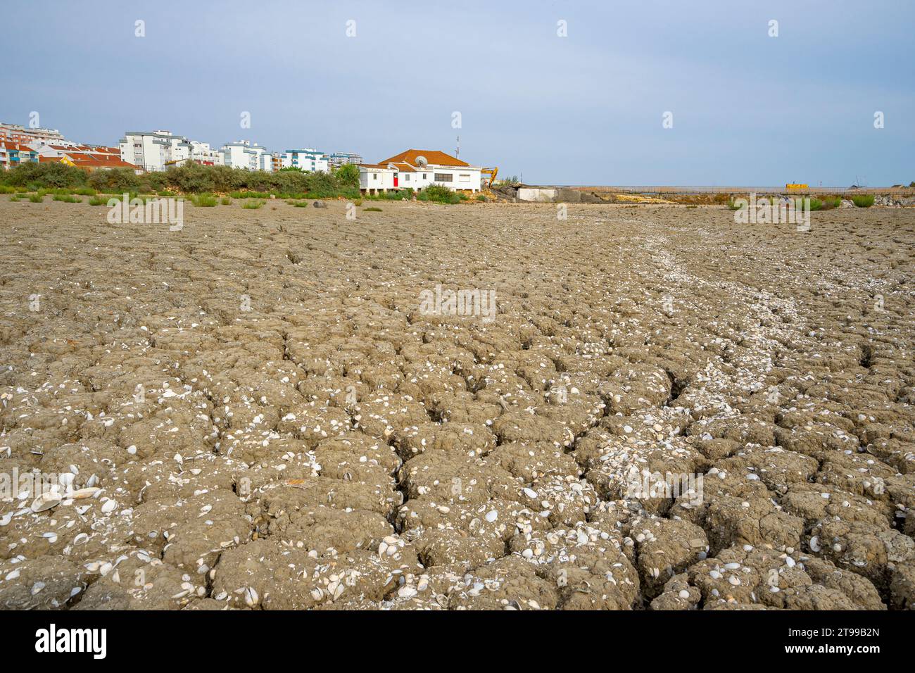 formations of rocky appearance caused by extreme drought of a lake. Dry ...
