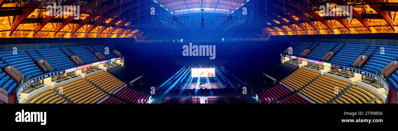 panoramic image of the audience and stage inside the Altice Arena in a ...