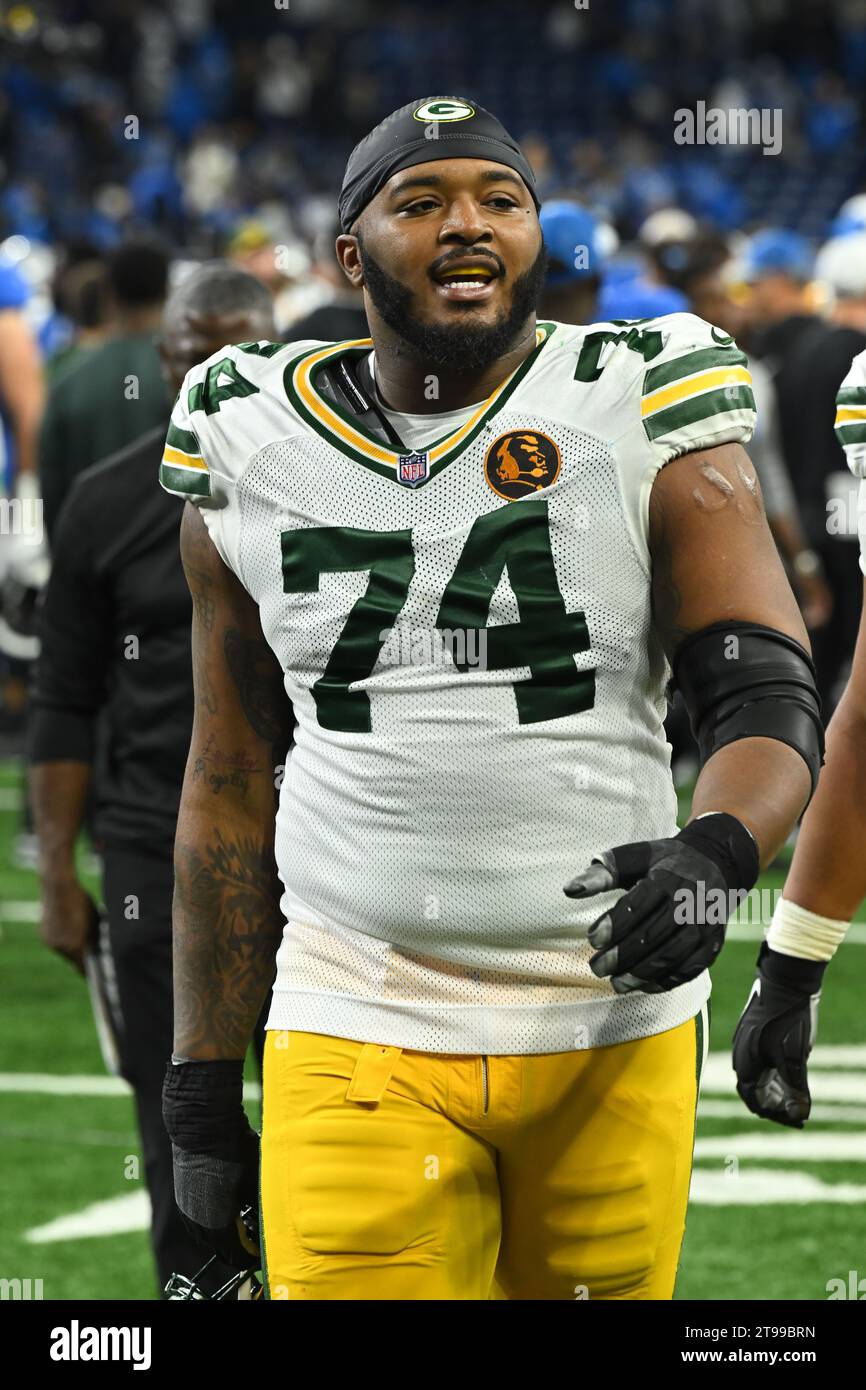 DETROIT, MI - NOVEMBER 23: Green Bay Packers G Elgton Jenkins (74 ...