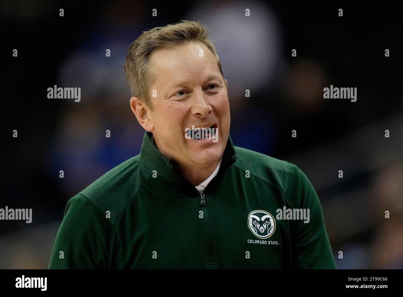 Colorado State head coach Niko Medved talks to his team during the ...