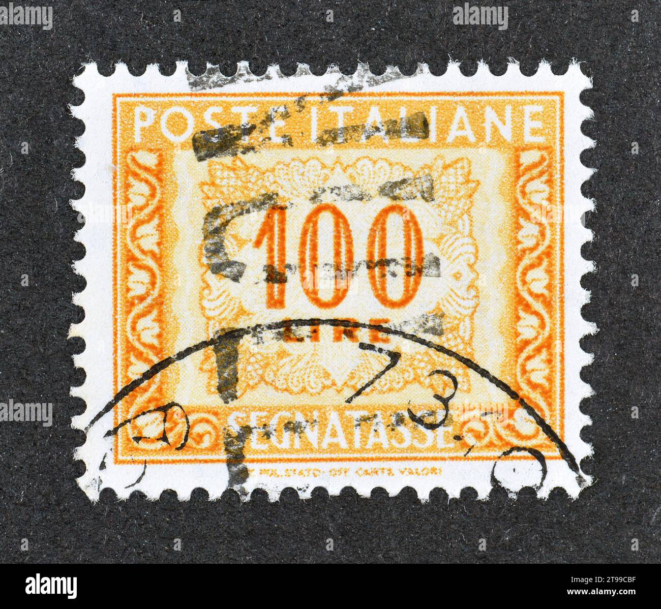 Cancelled postage stamp printed by Italy, that shows Numeral value ...