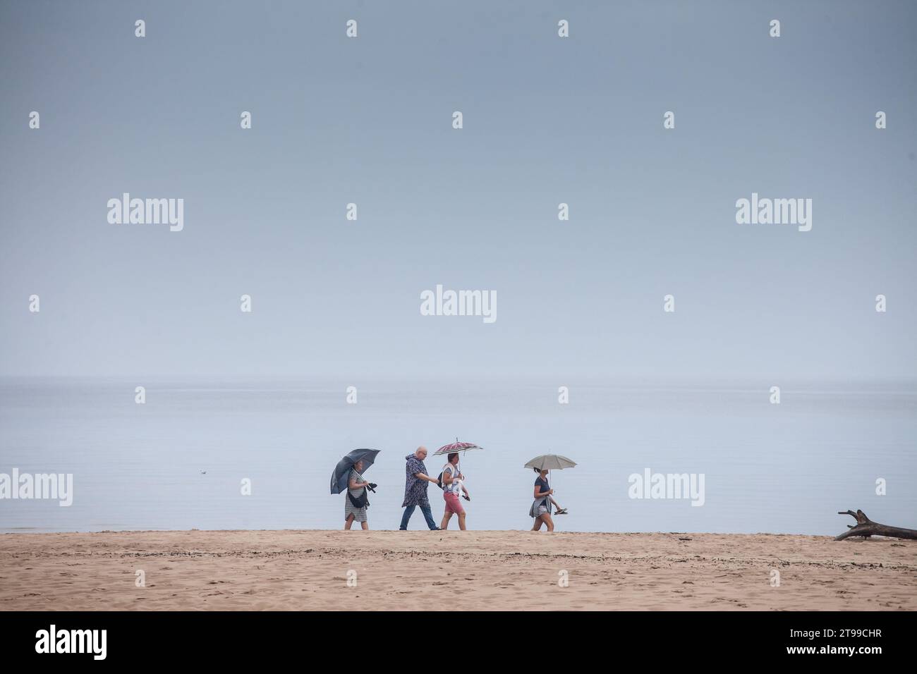 Picture of elder latvian people walking by the Baltic sea on the beach ...