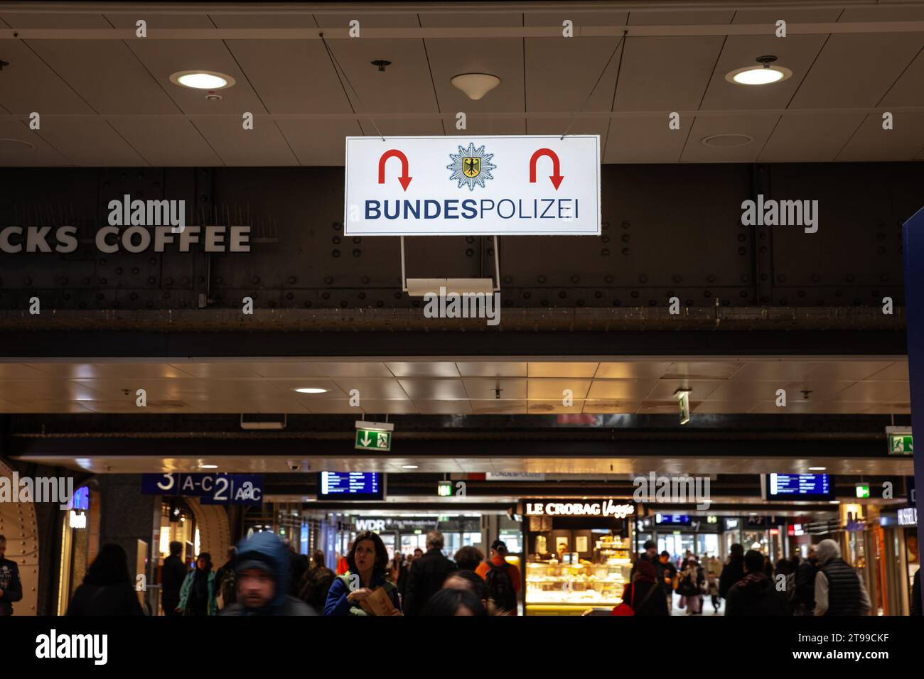 Picture of german federal police logo in the train station of Cologne ...