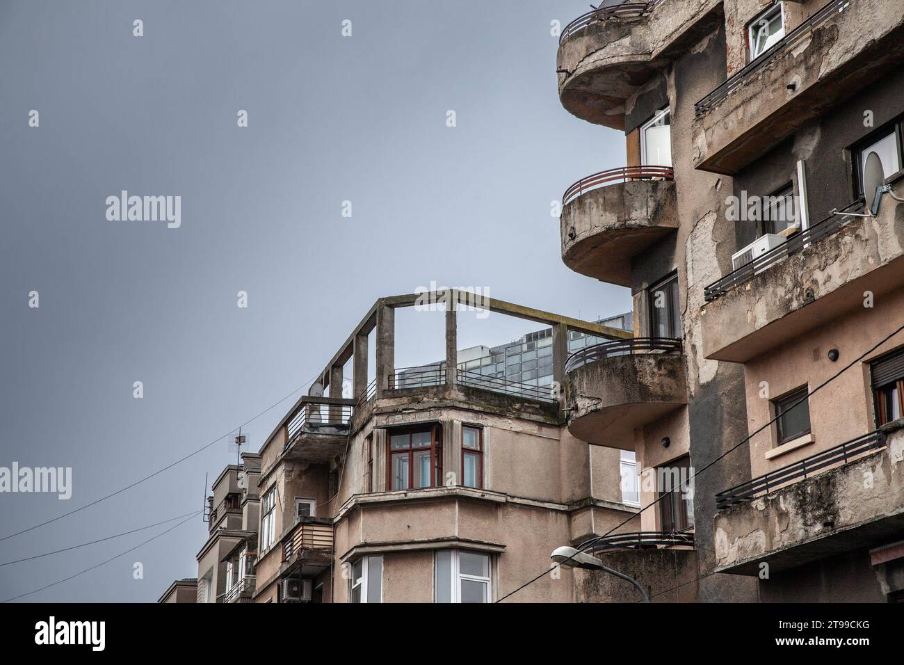 Picture of the panorama of a typical street of bucharest, Romania with ...
