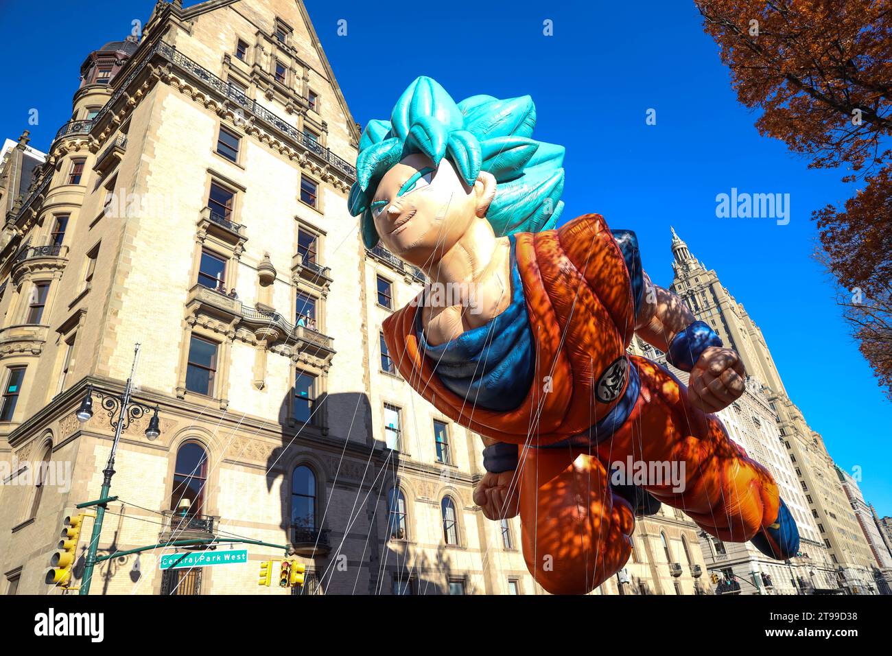 The Goku balloon floats down Central Park West during the Macy's ...