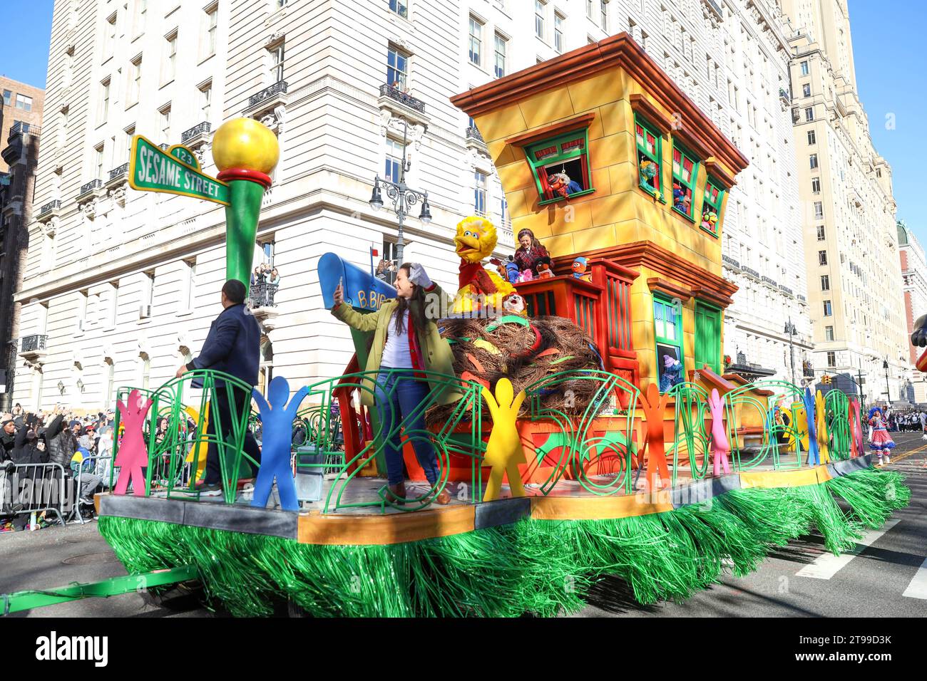 Ashley Park rides the Sesame Street float at the 2023 Macy's ...