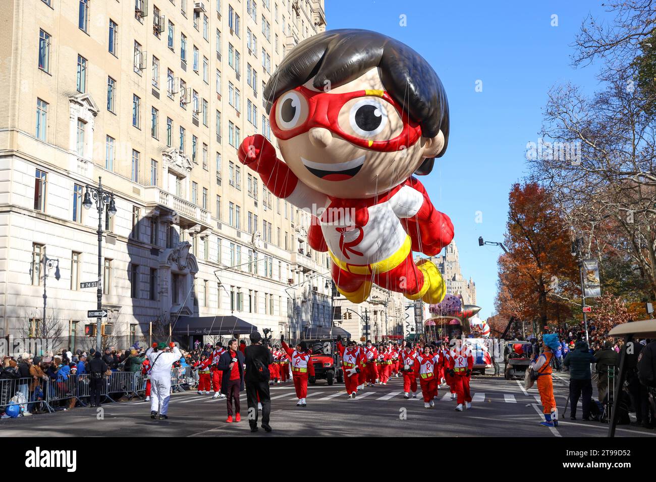 A view of Red Titan from Ryan's world balloon at the 2023 Macy's ...