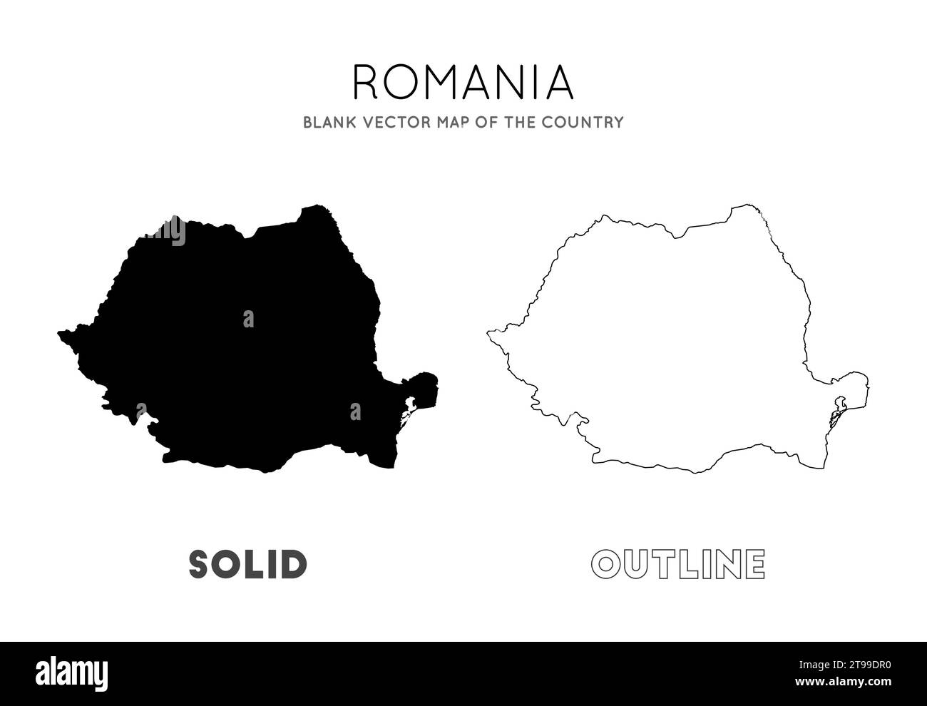 Romania map. Blank vector map of the country. Borders of Romania for ...