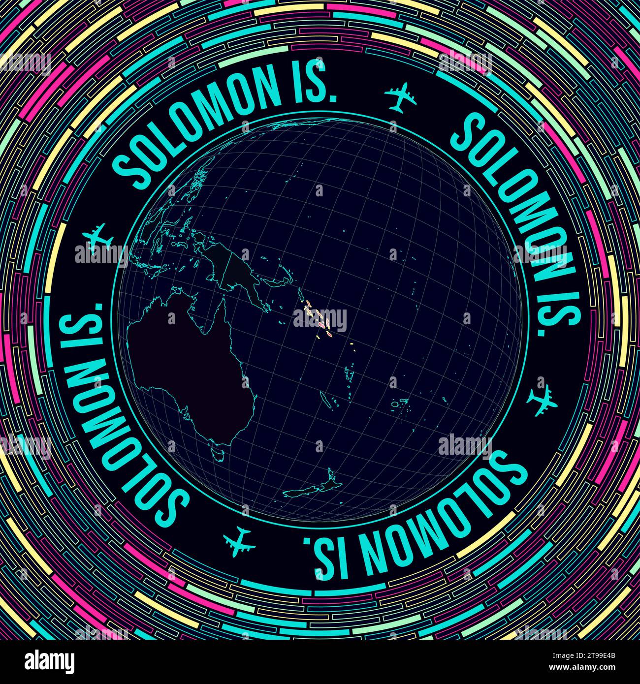 Solomon Islands on globe. Satellite view of the world centered to ...