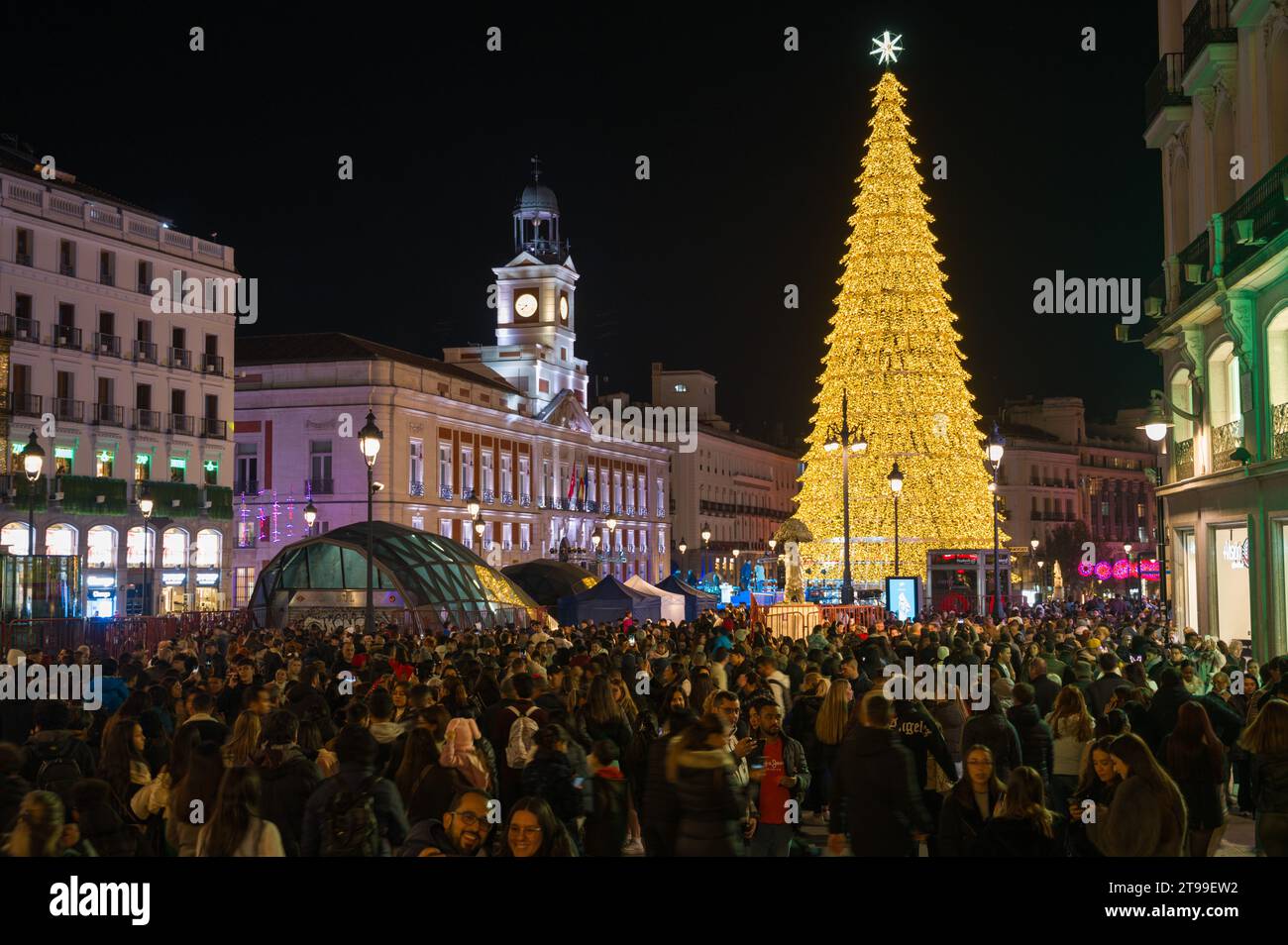Madrid, Spain. 23rd Nov, 2023. A large crowd of people is seen as the ...