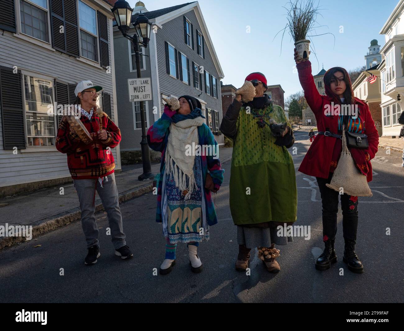 Plymouth, Massachusetts, USA. 23rd Nov, 2023. Native Americans and ...