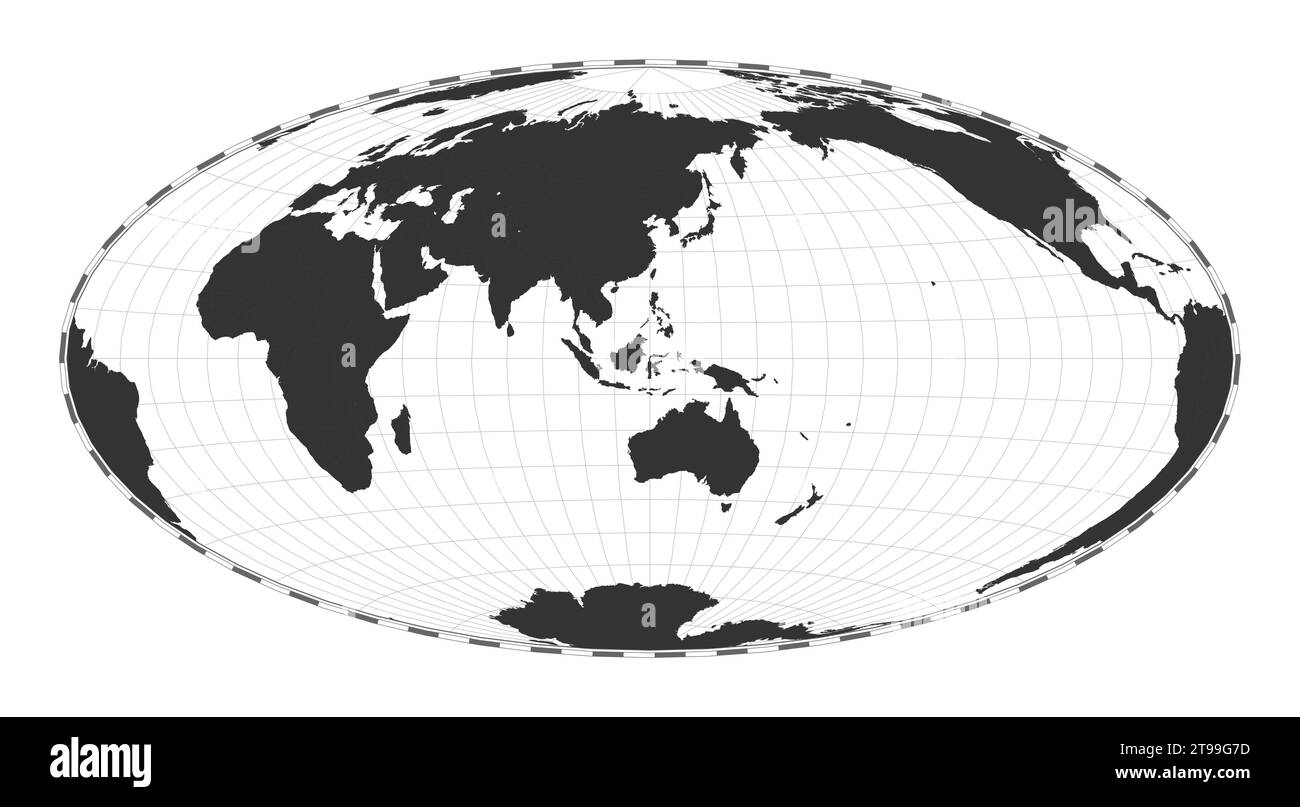 Vector world map. Hammer projection. Plain world geographical map with ...