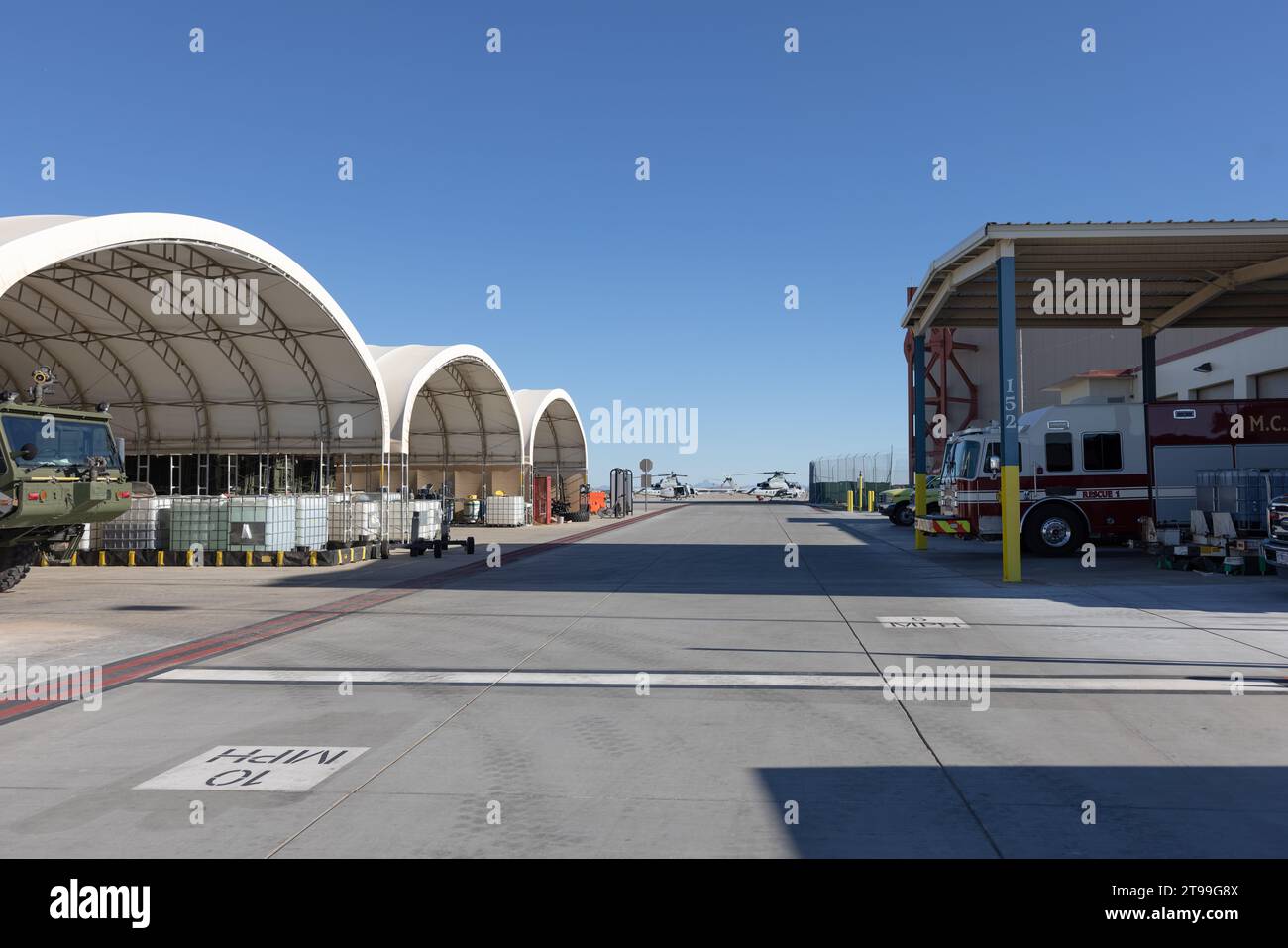 The station’s Aircraft Rescue Fire Fighting post, is captured in a ...