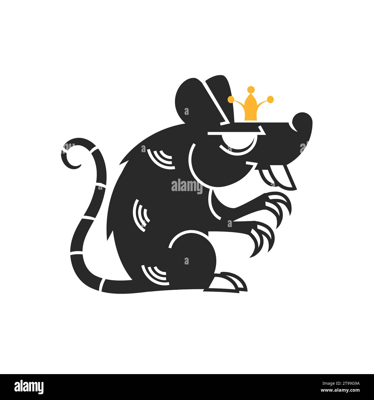 Rat king or mouse. Hand drawn vintage sketch. vector illustration Stock ...