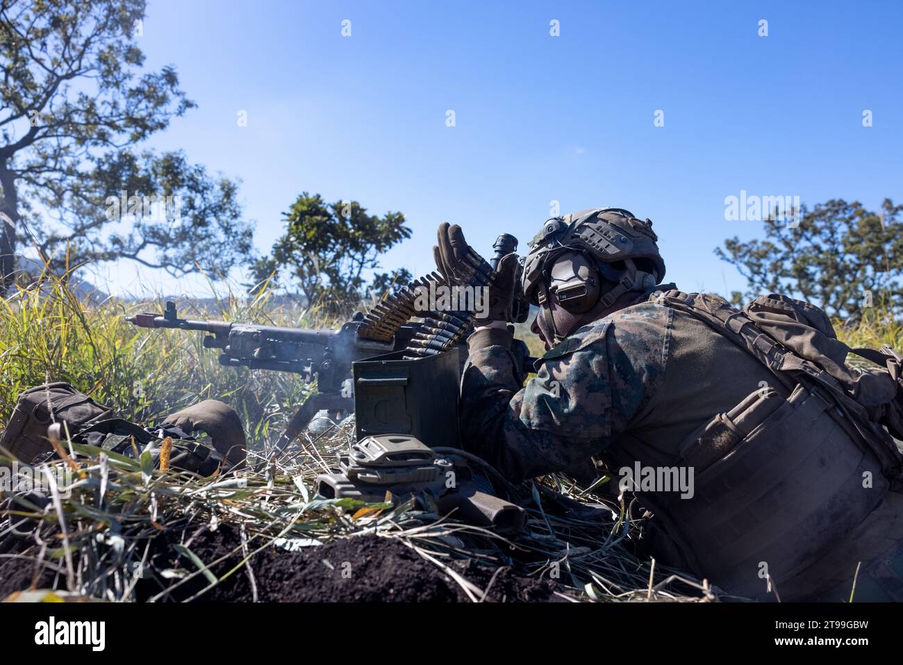 U.S. Marine Corps Pfc. Alessio Rogers, a machine gunner with 2nd ...