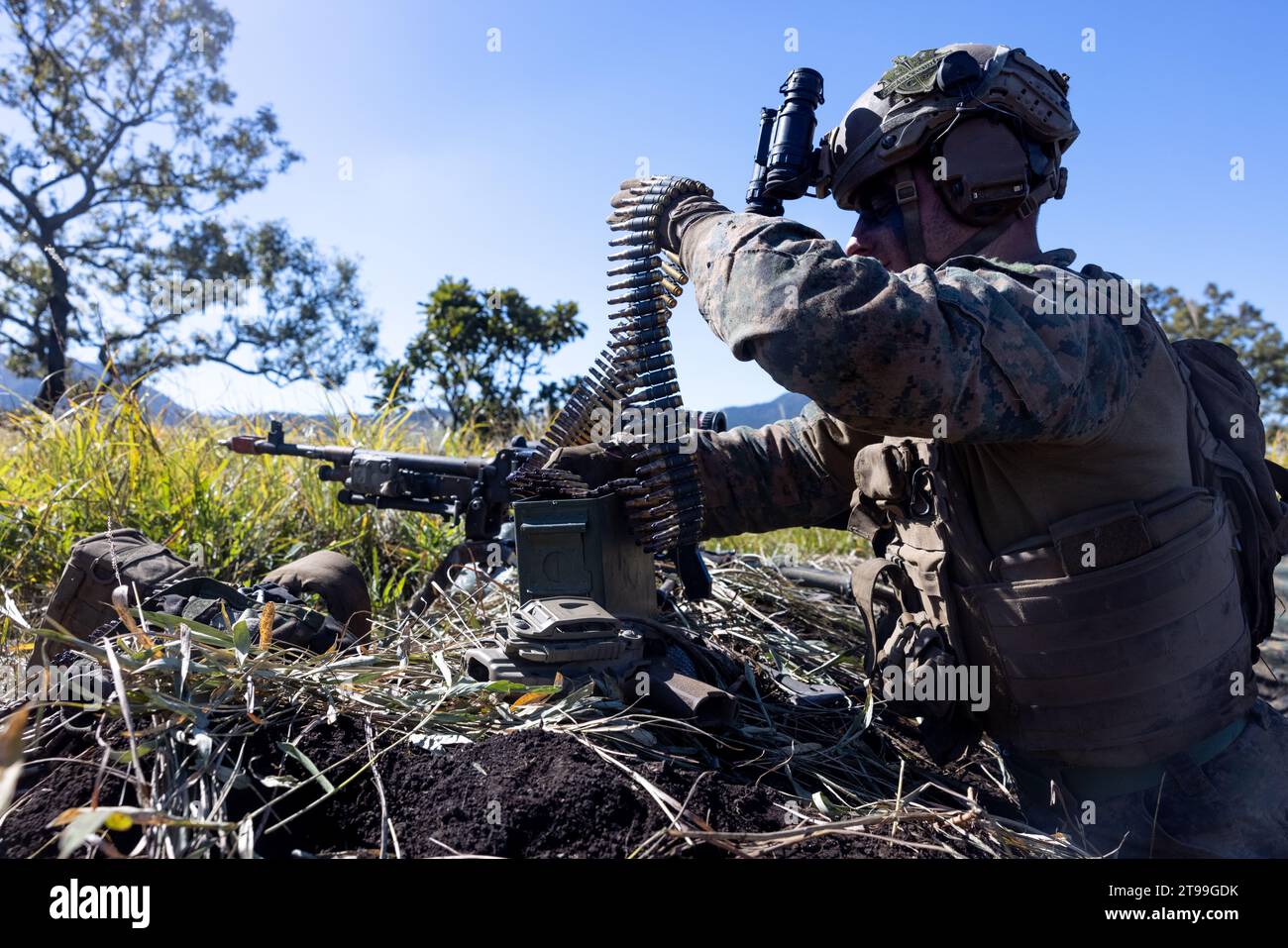 U.S. Marine Corps Pfc. Alessio Rogers, a machine gunner with 2nd ...
