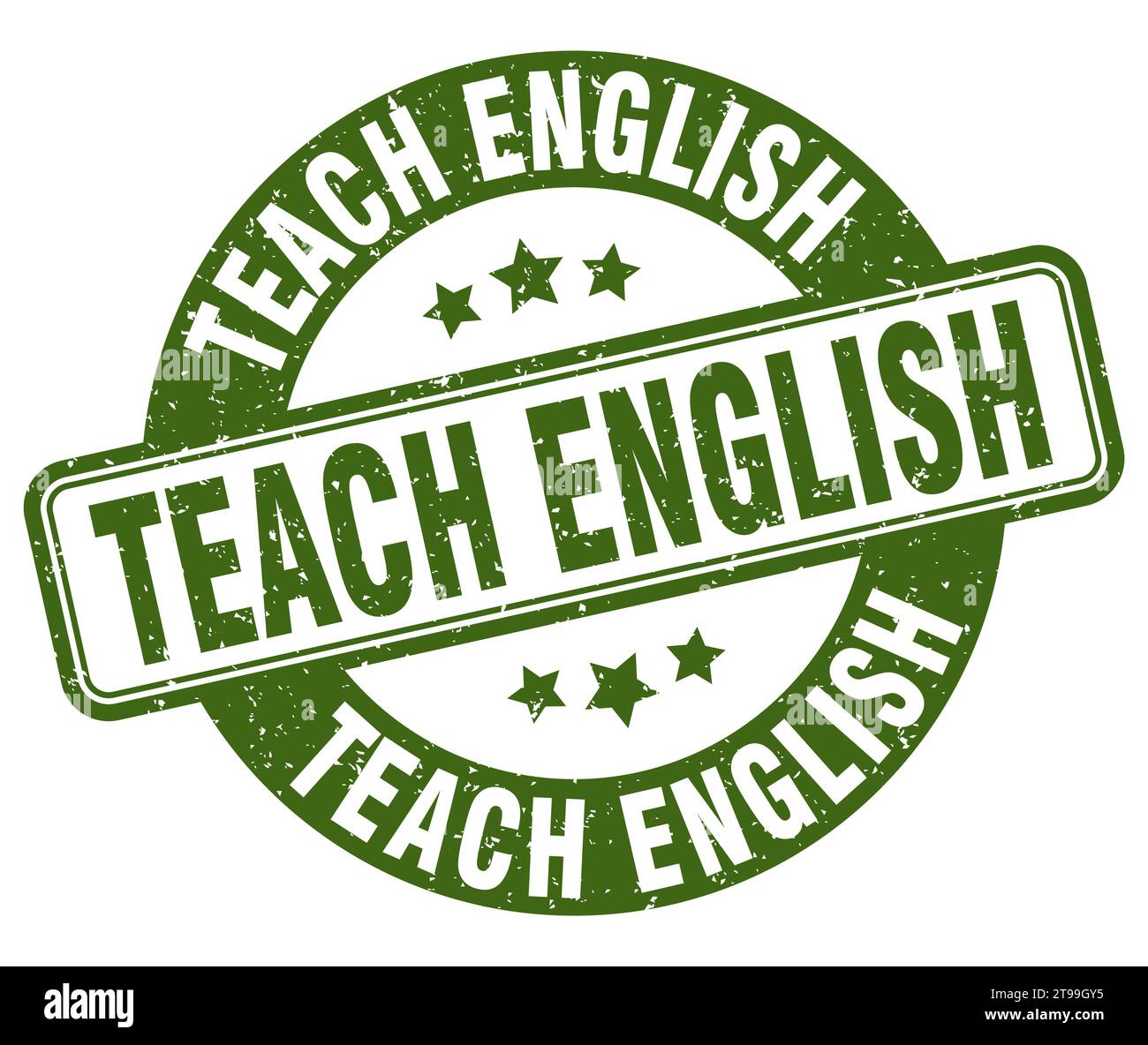 teach english stamp. teach english sign. round grunge label Stock ...