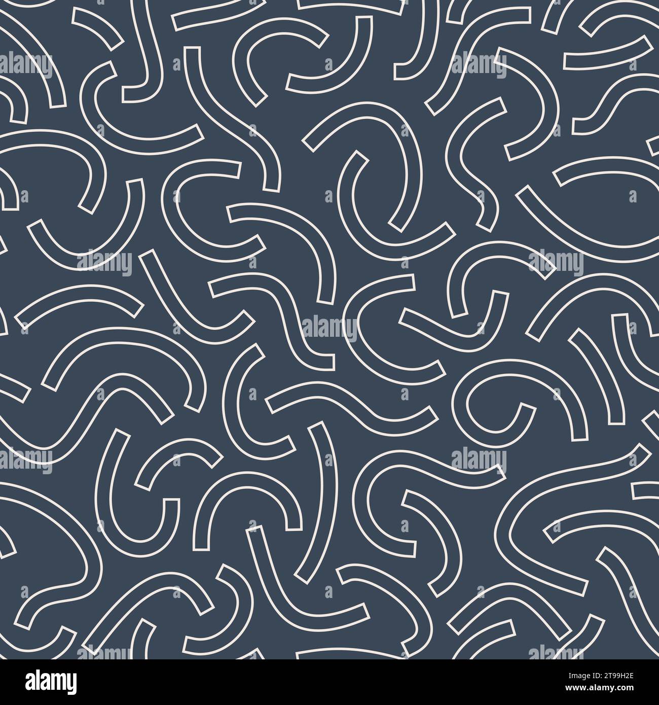 Monochrome geometric seamless pattern. White outline curved lines Stock ...