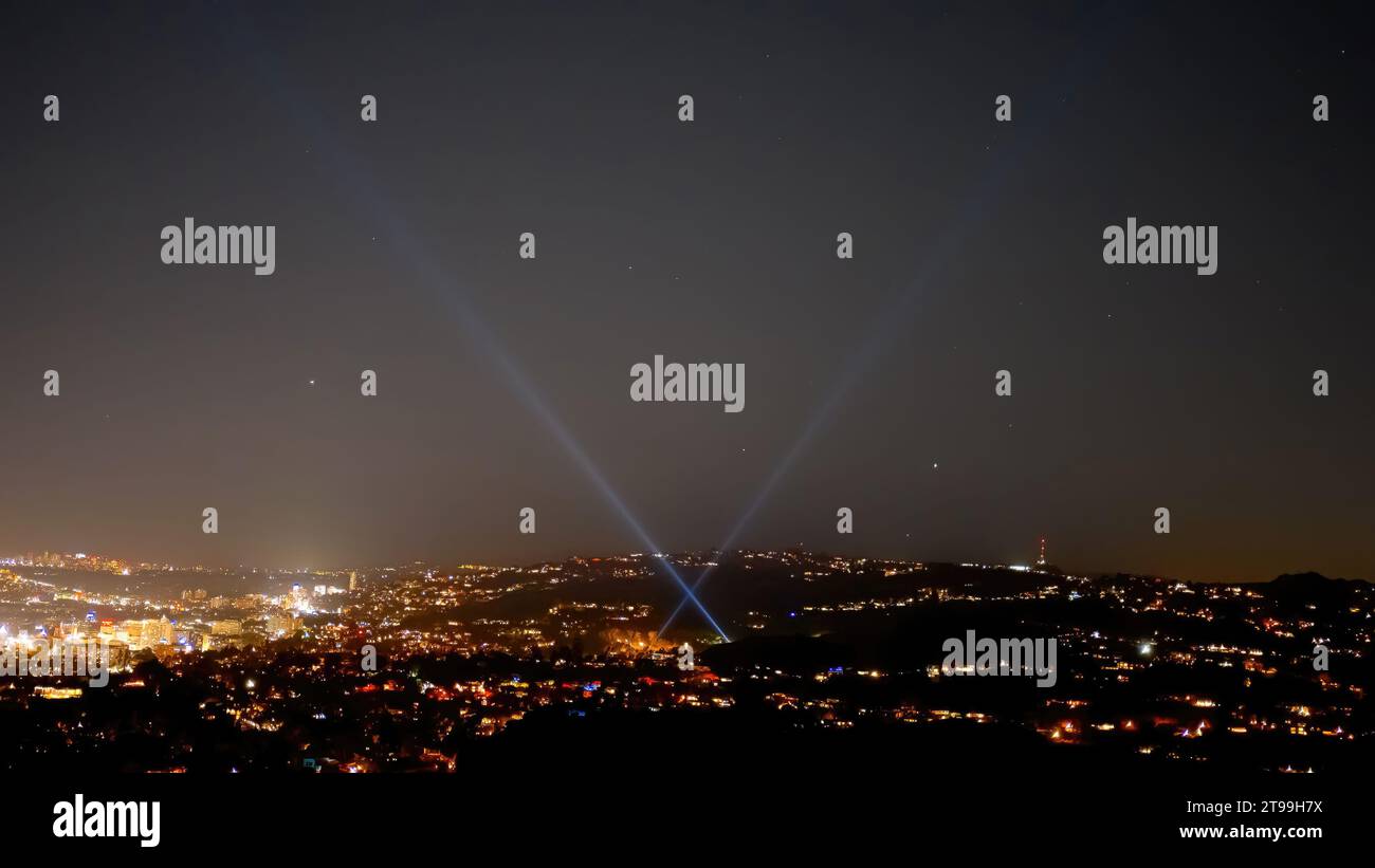 Los Angeles by night - impressive view - L.A. city lights Stock Photo ...