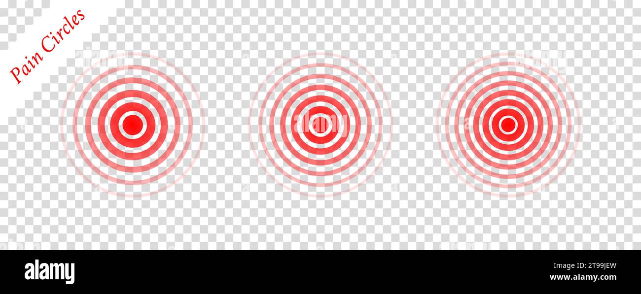 Pain circle wave. Target icon. Red effect pulse isolated on white ...
