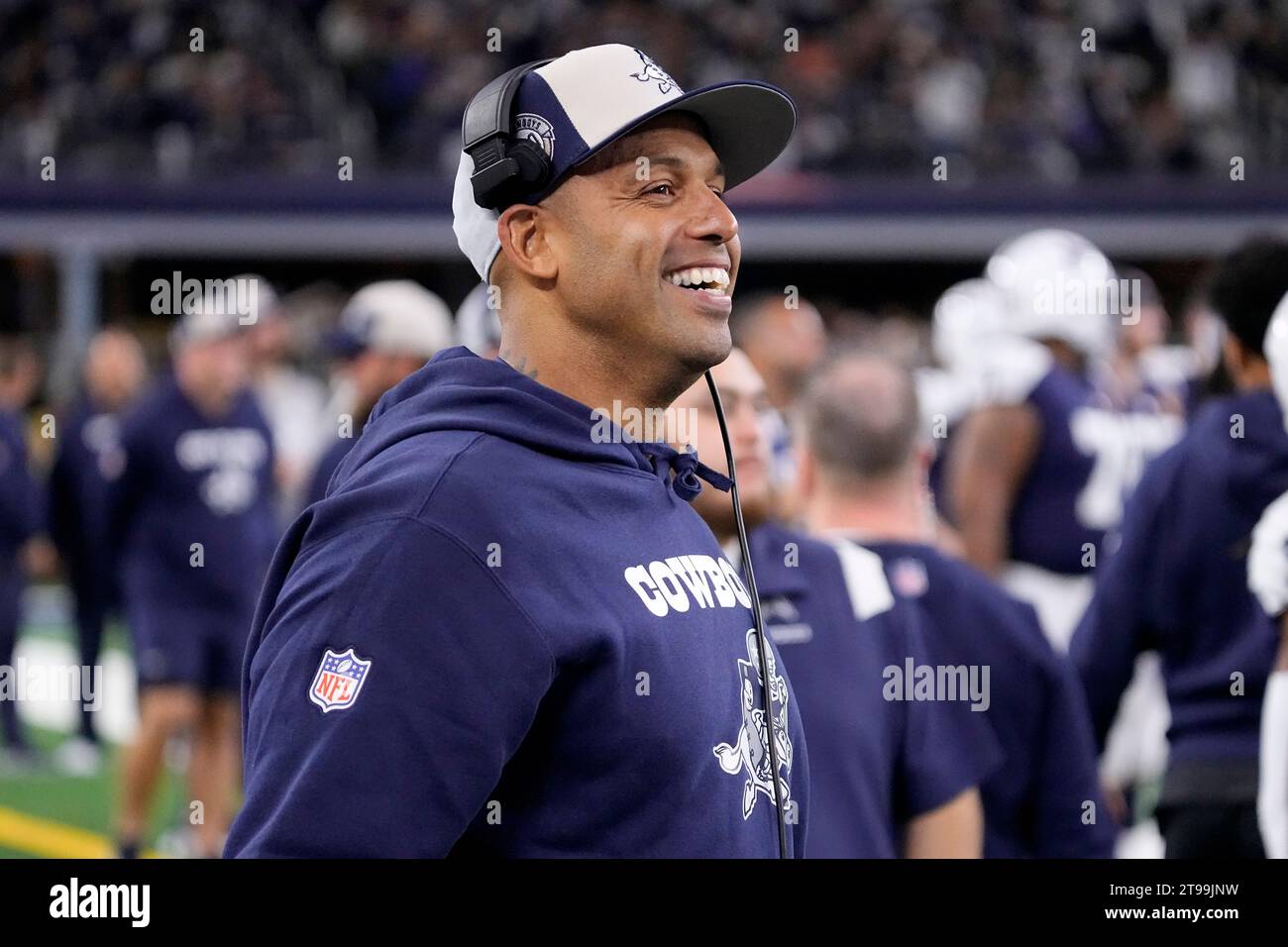 Dallas Cowboys defensive line coach Aden Durde watches during the ...