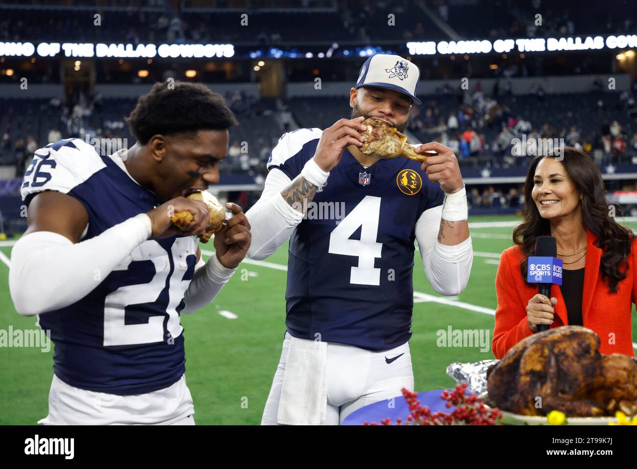 Dallas Cowboys cornerback DaRon Bland, left, and quarterback Dak ...