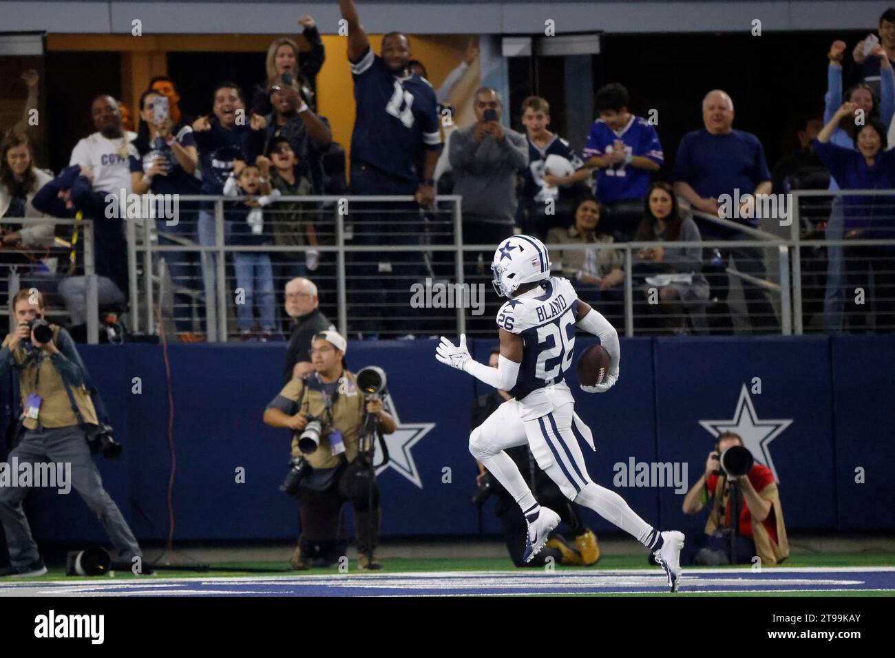 Dallas Cowboys cornerback DaRon Bland (26) returns an interception for ...