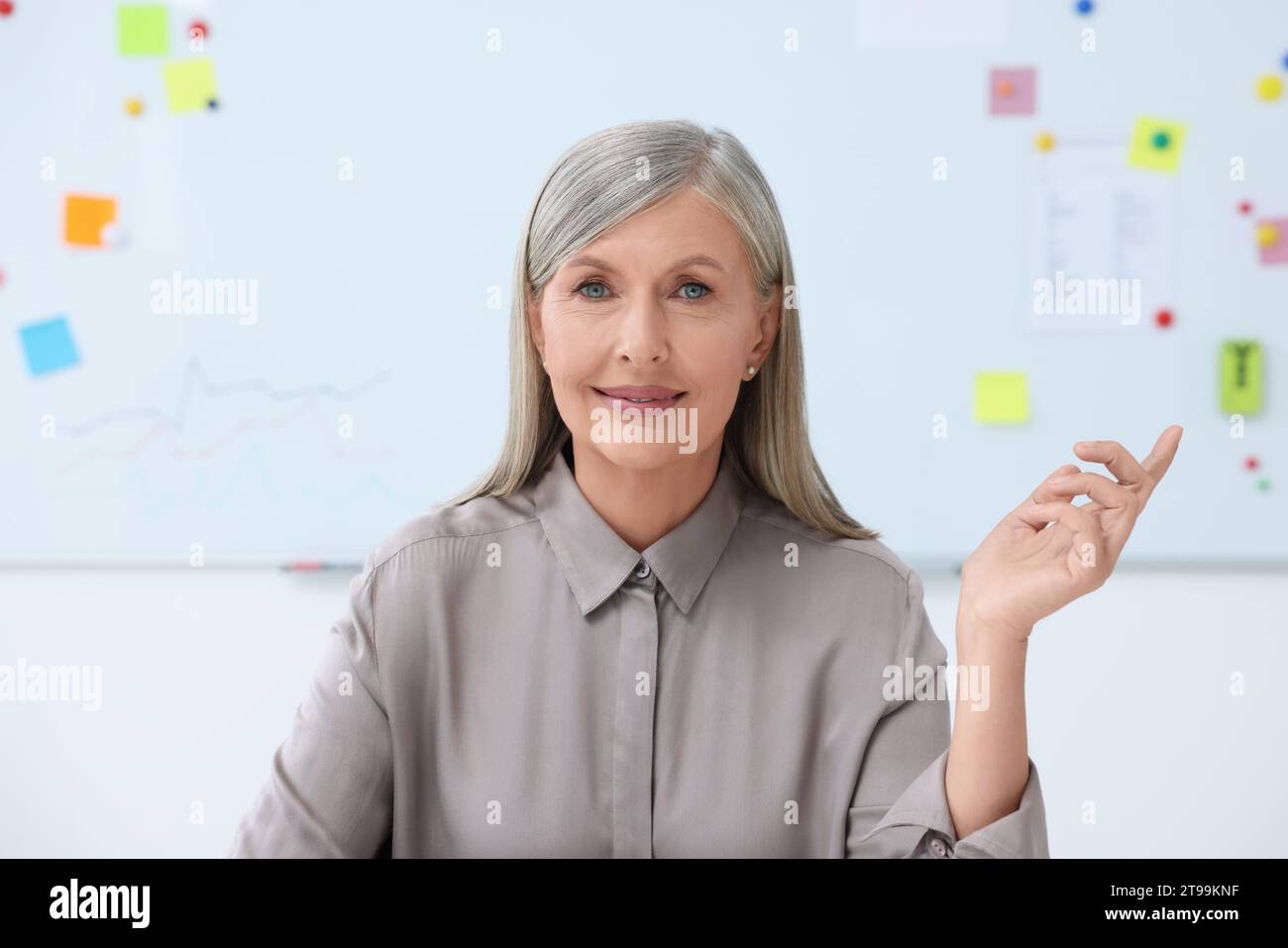 Portrait of professor giving lecture in classroom Stock Photo - Alamy