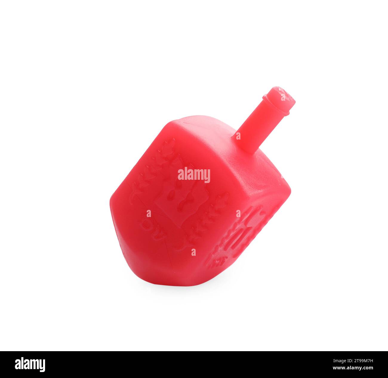 One red dreidel isolated on white. Traditional Hanukkah game Stock ...