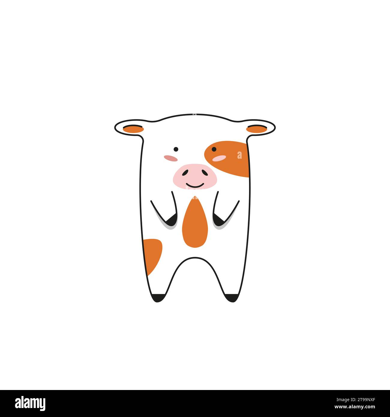 Cute cow. Animal cartoon character design. Kawaii Stock Vector Image ...