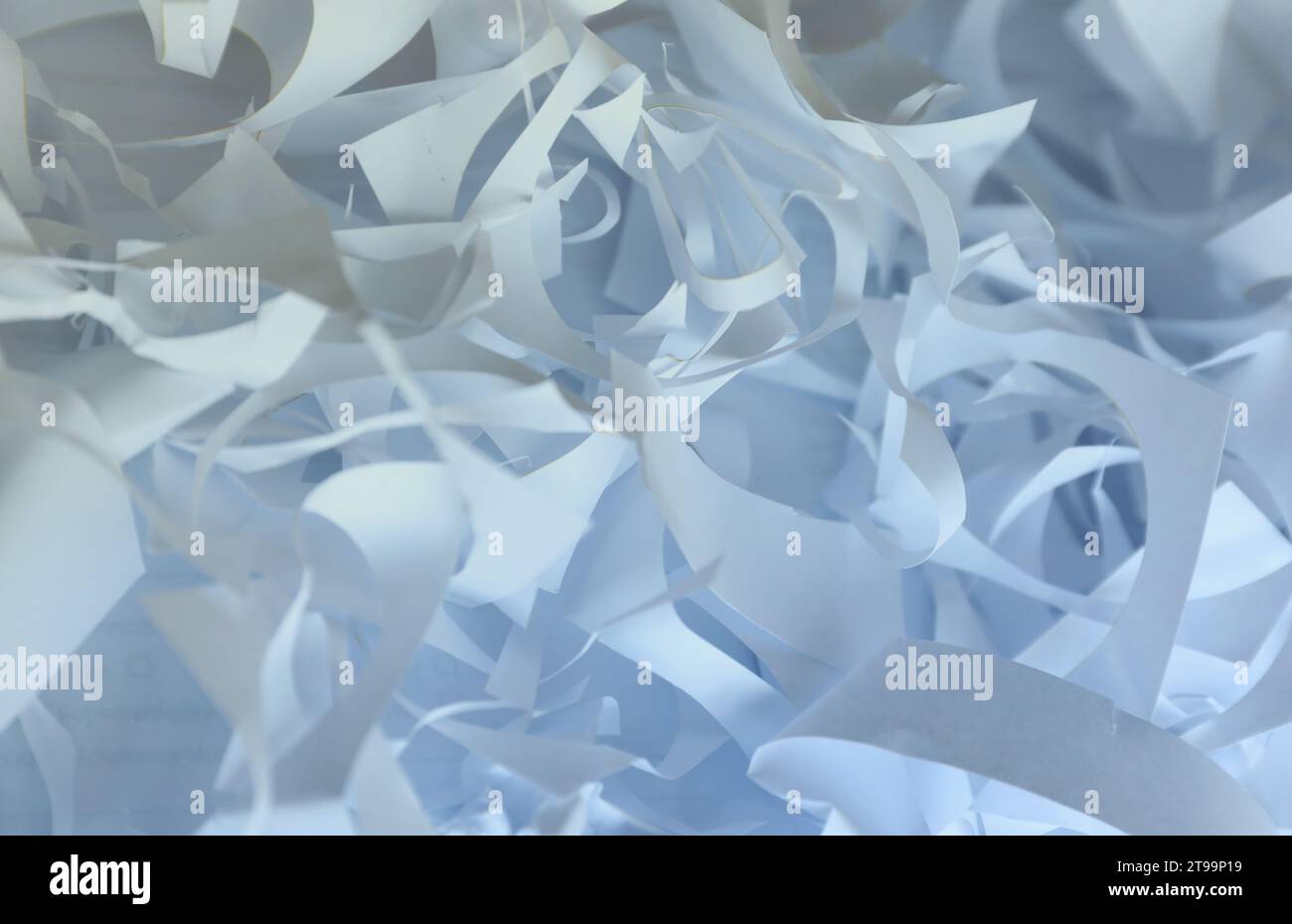 Shredded paper texture background, top view of many white paper strips ...